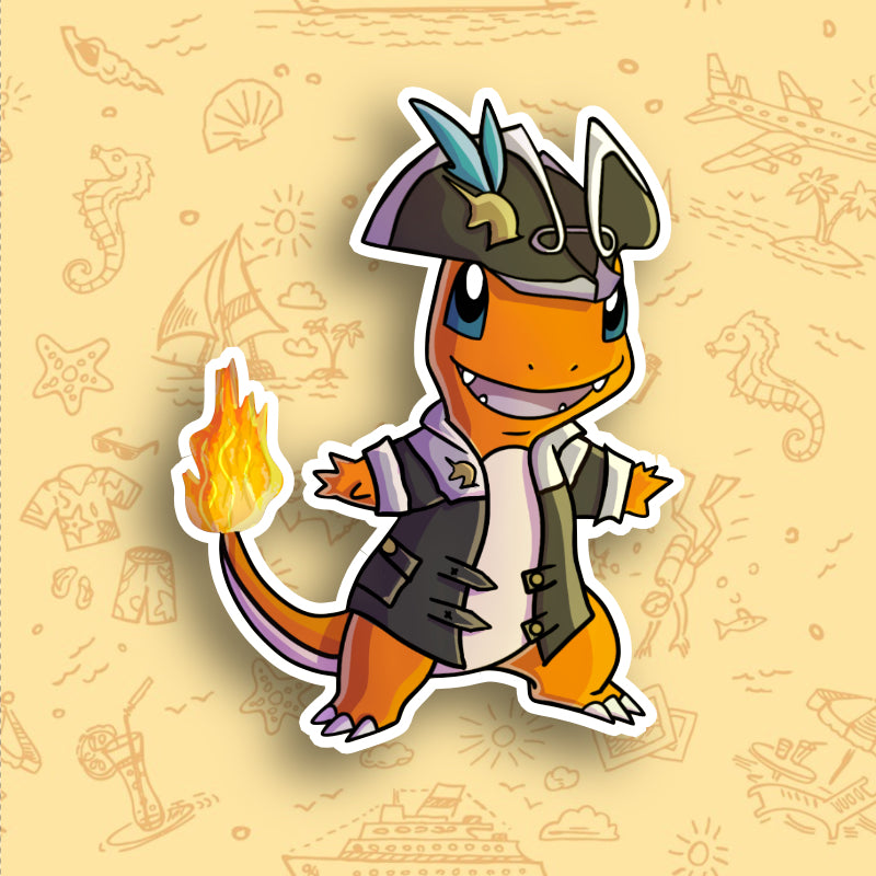 Charmander Pirate Pokemon Vinyl Sticker – Colour Me Fun